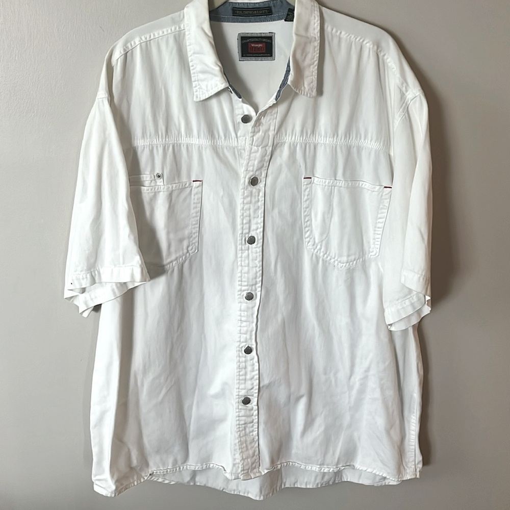 Men’s Wrangler Hero White Denim Button Down Shirt Xl - Gem
